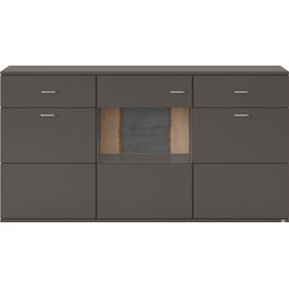 Sideboard, B:180cm H:95,1cm T:43,6cm, grau, SET ONE BY Musterring, Wohnzimmer, Sideboards, "TACOMA", Typ 53, Breite 180 cm, mit get&ouml;nter Glast&uuml;r