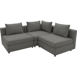Ecksofa DOMO collection, B:202cm H:80cm T:202cm, grau, 100% solution dyed Acryl, Garten, Sofas, "Solskin, individuell erweiterbar/kombinierbar