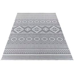 Outdoorteppich Carpet City, B:60cm H:5mm L:110cm, grau, Polypropylen, Teppiche, "PALM 3522", L&auml;ufer, Wetterfest & UV-best&auml;ndig, f&uuml;r Balkon, Terrasse,
