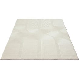 Teppich MERINOS, B:160cm H:12mm L:230cm, beige, Polyester, Wohnzimmer, Teppiche, "Sign 1904", Hoch Tief Struktur, Geometrisch, 100% recyceltem