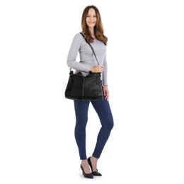 CLUTY Damen Shopper, schwarz, Leder, leicht gl&auml;nzend, unifarben, Taschen, echt Leder, Made in Italy