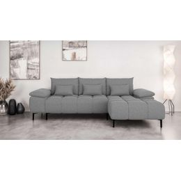 Ecksofa Home Affaire, B:277cm H:91cm T:141cm, grau, 100% Polyester, Wohnzimmer, Sofas, "DROMARA Schlafsofa mit Bettkasten, Maße: B/T/H 277/141/91