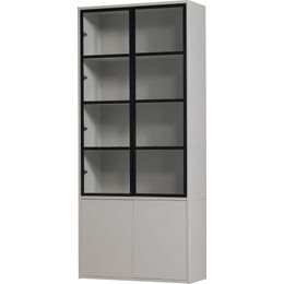 Vitrine Woood, B:101cm H:230cm T:40cm, wei&szlig;, FSC-zertifizierter Holzwerkstoff, Schr&auml;nke, "Basic", mit vier T&uuml;ren, Breite 101 cm