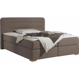Boxspringbett Home Affaire, B:220cm L:208cm, beige, Strukturstoff-Bezug (100% Polyester), Komplettbetten, "Manchester", 5 Breiten, 3 Ausf&uuml;hrungen, 2