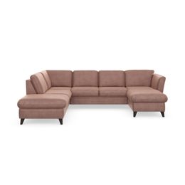 Wohnlandschaft Home Affaire, B:307cm H:86cm T:213cm, rosa, 95% Polyester, 5% Polyamid, Sofas, "Trelleborg U-Form", wahlweise mit Bettfunktion und