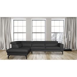 Ecksofa Places of Style, B:305cm H:76cm T:233cm, schwarz, Bezug: Luxus-Mikrofaser (100%Polyester);Bezug: NaturLEDER, Wohnzimmer, Sofas, "Olanta,