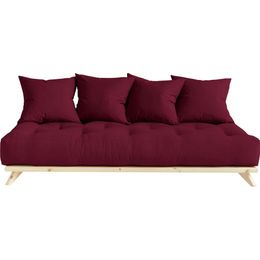 Daybett Karup Design, B:200cm H:85cm L:90cm, rot, Daybetten, "Senza, Sofa, mit Futonmatratze, minimalistisch, massives Kiefernholz", Handgefertigt,