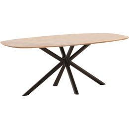 Esstisch Home Affaire, B:200cm H:77cm T:105cm, beige, Garten, Tische, "Vermont", aus massiver Eiche mit robustem Metallgestell