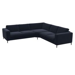 Ecksofa FLEXLUX, B:257cm H:85cm T:92cm, blau, 100% Polyester, Wohnzimmer, Sofas, "Fiore, gleichschenklig, super Sitzkomfort durch Kaltschaum im