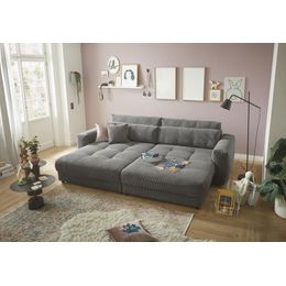 Loveseat, B:292cm H:90cm T:194cm, grau, ED EXCITING DESIGN, 92% Polyester, 8% Nylon, Sessel, "Barura", Big-Sofa mit 2 Nierenkissen