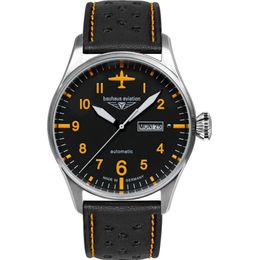 BAUHAUS Herren Automatikuhr "Flight Control Automatic", schwarz, Armbanduhren, Armbanduhr, Herrenuhr, Made in Germany, Mechanische Uhr, analog, Tag