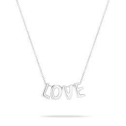 ECHTZEIT Damen Kette mit Anhänger "Schmuck Geschenk Edelstahl Halskette Love Letters", Edelstahl, L: 45 B: 2mm, silber, Edelstahl, B:2mm, Halsketten