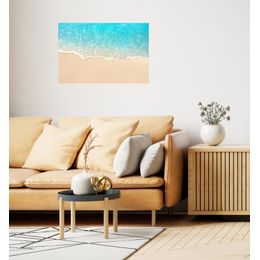 queence Wandsticker "Beach", B/H/T: 90cm x 60cm x 0,1cm, Meer Sand Strand, blau, K&uuml;che, Wandtattoos, Selbstklebend, kinderleichte Anbringung