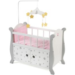 Bayer Chic 2000 CHIC2000 Kinder Puppenbett "Stars Grau", grau, Holzwerkstoff, MDF, B:31cm H:78cm T:31cm, Puppenm&ouml;bel, aus Holz mit Mobile