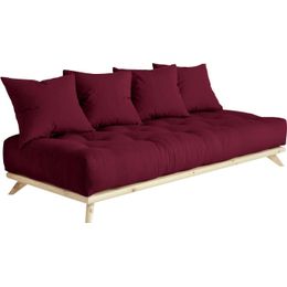 Daybett Karup Design, B:200cm H:85cm L:90cm, rot, Daybetten, "Senza, Sofa, mit Futonmatratze, minimalistisch, massives Kiefernholz", Handgefertigt,