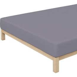 Spannbettlaken Schlafgut, grau, Mako-Zwirn-Jersey, Obermaterial: 95% Baumwolle, 5% Elasthan, Bettlaken, "Premium", Zero Waste Verpackung, PREMIUM