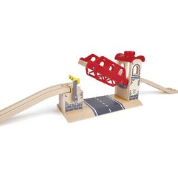 HAPE Kinder Spielzeugeisenbahn-Brücke "Zugbrücke", bunt, Holz, Kunststoff, B:24cm H:11cm T:11cm, Spielzeugeisenbahn-Erweiterungen, aus Holz