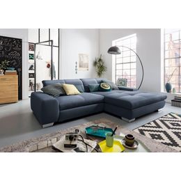 Ecksofa, B:276cm H:89cm T:198cm, blau, SET ONE BY Musterring, 100% Polyester, Wohnzimmer, Sofas, "SO 1200 inkl. Sitztiefen- & R&uuml;ckenverstellung f&uuml;r