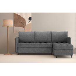 Ecksofa DOREL HOME, B:194cm H:80cm T:130cm, grau, 100% Polyester, Wohnzimmer, Sofas, "LINDHUS, L-Form, verschiedene Stellvarianten, Schlaf-Liege",