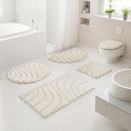Badematte OTTO HOME, H:20mm, beige, Polyester, Badematten, "Levii, Badvorleger, Badezimmer Teppich, sehr weich", Hoch-Tief-Effekt, weiche Haptik,