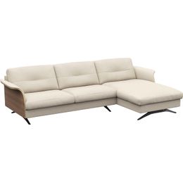 Ecksofa FLEXLUX, B:273cm H:81cm T:158cm, wei&szlig;, 100% Echteder, Wohnzimmer, Sofas, "Glow, super bequem durch hochwertigem Sitzaufbau mit Federkern,