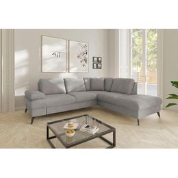 Sit & More Ecksofa SIT & MORE, B:238cm H:83cm T:202cm, grau, 100% Polyester, Wohnzimmer, Sofas, "Morris Jubi L-Form, B: 238 cm", mit Armteilfunktion & 1