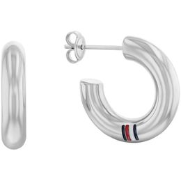 Tommy Hilfiger Damen Paar Creolen "CIRCLES", 22mm, Edelstahl, silber, Edelstahl, Ohrringe, mit Emaille