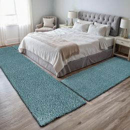 Hochflor-Bettumrandung OTTO HOME, H:37mm, blau, Obermaterial: 100% Polypropylen, Bettumrandungen, "Banji", Uni Farben, weich und flauschig, auch als