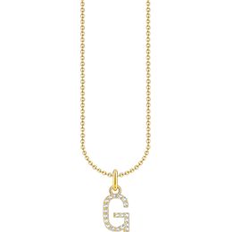 Thomas Sabo Damen Kette mit Anhänger "Buchstabe", 45, G, Silber 925 (recycelt), gold, Silber 925 (recycelt), Halsketten, mit Zirkonia (synth.)
