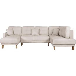 Wohnlandschaft Home Affaire, B:310cm H:90cm T:192cm, beige, 88% Polyester, 9% Rayon, 3% Nylon, Sofas, "TRIPLO U-Form wahlweise mit Schlaffunktion,