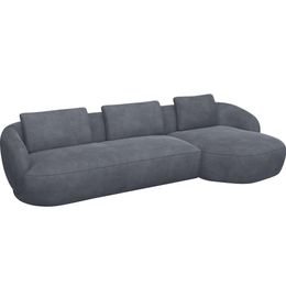 Wohnlandschaft FLEXLUX, B:307cm H:85cm T:146cm, grau, 100% Polyester, Sofas, "Torino, rund, L-Form, Sofa-Ecke mit Recamiere, Longchair-Sofa",