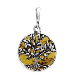 OSTSEE-SCHMUCK Damen Kettenanh&auml;nger "OSTSEE-SCHMUCK Anh&auml;nger Lebensbaum 17 mm", 27x17mm, Silber 925 (Sterlingsilber), 2,7 g, wei&szlig;, Silber 925