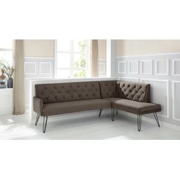 Eckbank, B:158cm H:90cm T:236cm, grau, exxpo - SOFA FASHION, 100% Polyester, Esszimmer, Sitzb&auml;nke, "Doppio, Chesterfield Optik, komfortabel und