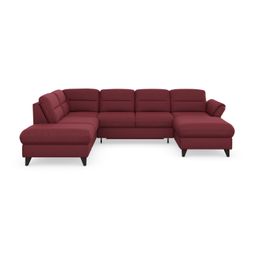 Sit & More Wohnlandschaft SIT & MORE, B:306cm H:87cm T:212cm, rot, 100% Polyester, Sofas, "Mellum U-Form", Federkern, wahlweise mit Bettfunktion, Stauraum und