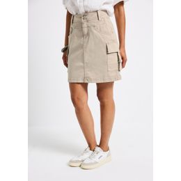 Street One Damen Minirock, beige, Gr. 32, unifarben, Web, 97% Baumwolle, 3% Elasthan, Röcke, aus Baumwolle mit Stretchanteil