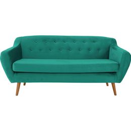 3-Sitzer Home Affaire, B:178cm H:78cm T:73cm, blau, Webstoff, Sofas, "Renne", mit Heftung im R&uuml;cken im skandinavischem Stil