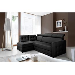 Ecksofa, B:225cm H:94cm T:165cm, schwarz, exxpo - SOFA FASHION, Kunstleder SOFTLUX;NaturLEDER (echtes Rindsleder) in Sitz und Rücken. Korpus in