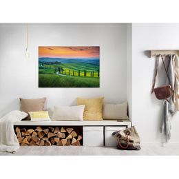 A.S. Cr&eacute;ation Leinwandbild A.S. CR&Eacute;ATION, B:90cm H:60cm, bunt, Holz, Stahl, Wohnzimmer, Bilder, "Tuscany", Feld Natur Keilrahmen Landschaft Leinwand-Bild