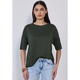 Damen T-Shirt, grün, Gr. 34, STREET ONE STUDIO, unifarben, Stoff, 65% Modal, 35% Polyester, Shirts, aus softem Materialmix