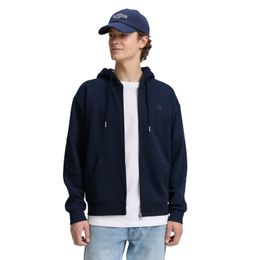 Herren Kapuzensweatjacke, blau, Gr. S, Tom Tailor Denim, bestickt, unifarben, Sweatware, Obermaterial: 70% Baumwolle, 30% Polyester, Sweatjacken, mit