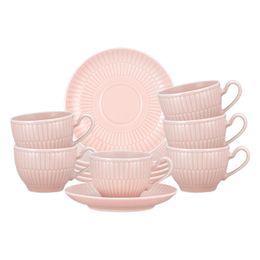 Seltmann Weiden Espressotasse "Espressotassen mit Untertassen Amina 100 ml 6er Set", rosa, Trinkgefäße