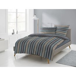 Wendebettw&auml;sche Irisette, blau, Mako-Satin, Obermaterial: 100% Baumwolle, Bettw&auml;sche, "Sky 8421", edel und hochwertig