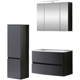 Badezimmer-Set Welltime, B:120cm H:200cm T:49cm, grau, Kastenm&ouml;bel-Sets, "Kaunas", bestehend aus Waschtisch-Set mit Midischrank, Breite 120 cm