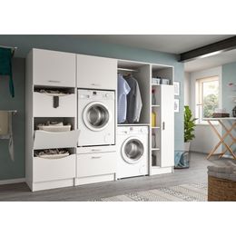 Mehrzweckschrank Welltime, B:50cm H:195cm T:68cm, wei&szlig;, Holzwerkstoff, K&uuml;che, Schr&auml;nke, "FALAS, H&ouml;he 195cm, 1 T&uuml;r, 1 Kleiderstange, 5 offene F&auml;cher",