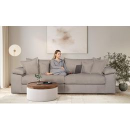 Big-Sofa Home Affaire, B:246cm T:123cm, grau, 100% Polyester, Sofas, "Soft&Cosy XL, B: 246 cm", Mega-Sofa, Cord oder Chenille-Struktur, mit Federkern