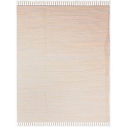 Teppich, B:80cm H:10mm L:150cm, beige, MyFlair M&Ouml;BEL & ACCESSOIRES, Baumwolle, Polyester, Wohnzimmer, Teppiche, "Dalia", Handweb Teppich, Uni Farben,