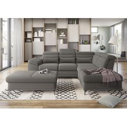 Sit & More Ecksofa SIT & MORE, B:274cm H:87cm T:230cm, braun, 100% Polyester, Wohnzimmer, Sofas, "Cabrio L-Form, B: 274 cm, mit Sitztiefen-, Arm- &
