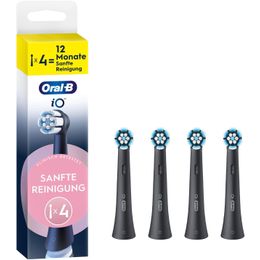 Oral-B Herren Aufsteckbürsten "iO Sanfte Reinigung", 4 Stk., schwarz, Zahnbürstenköpfe, fortschrittliche Plaque-Entfernung, für empfindliches