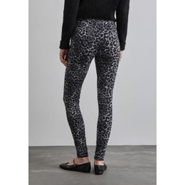 Street One Damen Leggings, grau, Gr. 44, animal-print, Web, 95% Baumwolle, 5% Elasthan, Hosen, aus Baumwolle mit Stretchanteil