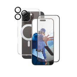 Displayschutzglas "3-in-1 Protection, Ceramic Glass, Kickstand Case, Lens Cover", B:11cm H:2,6cm T:19,6mm, schwarz, CARE BY PANZERGLASS,